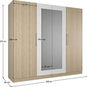 Ložnicový komplet (postel 180x200 cm), dub sonoma/bílá, MATISA