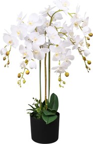 vidaXL Umělá rostlina orchidej s květináčem 75 cm [244425] Barva: Bílá