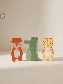 Sinsay - Dřevěné puzzle ve tvaru zvířat 3 pack - vícebarevná