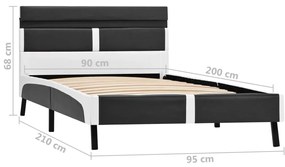 vidaXL Marketos Rám postele s LED světlem šedý umělá kůže 90 x 200 cm