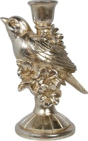 Stříbrný antik svícen s ptáčkem Birdinia silver - 14*10*20 cm