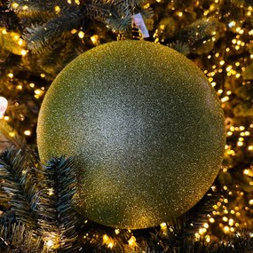 Velká vánoční ozdoba 20 cm plastová koule jablkově zelená glitter
