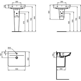 Ideal Standard Connect Air Umyvadlo Cube 55x46x16 cm, Ideal Plus, bílá E0299MA