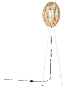 Venkovská stojací lampa stativ bambus s bílou - Canna Capsule