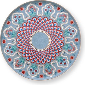 Pip Studio Flower Festival dortový podnos Ø21cm, červeno-modrý (porcelánový servírovací podnos)