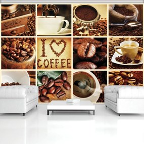 Fototapeta - I love coffee - koláž (254x184 cm)