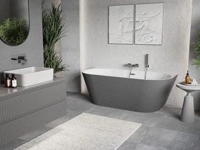 Mexen Oris, volně stojící rýhovaná vana 150 x 75 cm, bílá-šedá, chromový přepad, 52871507562-01