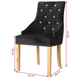 Jídelní židle 2 ks černé masivní dubové dřevo a samet,  245511