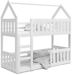 Dětská patrová domečková postel 190x80 cm - bílá