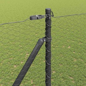 Hexagonální plot s podpěrou 100 x 1,6 m Ocel potažená PVC Šedá 3353321
