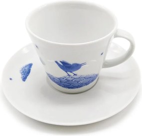 Porcelánový šálek s podšálkem Na vlnách ptačí radosti, 280 ml – s originální českou kresbou
