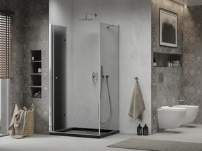 Mexen Lima, sprchový kout se skládacími dveřmi 100 (dveře) x 80 (stěna) cm, 6mm šedé sklo, chromový profil + slim sprchová vanička černá + chromový sifon, 856-100-080-01-40-4070