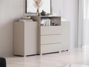 Kombinovaná komoda Layla III, Barva: kašmírová béžová, Osvětlení: osvětlení LED - bílé