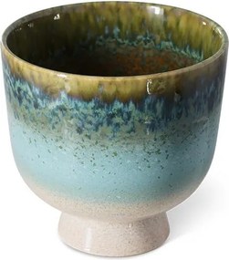 Modrý kameninový obal na květináč Retro Lagoon - Ø 20,5*20 cm