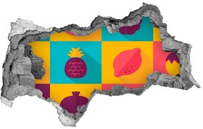 Wallmuralia Samolepící nálepka beton Ikony ovoců 95x73 cm