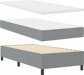 Postel s boxspringem s čelo Světle šedá 90 x 200 cm textil 3344037