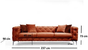 Atelier del Sofa 3-místná pohovka Como - Orange, Oranžová