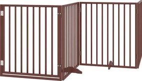Zábrana pro psy s dvířky skládací 12 panelů hnědá 960 cm topol 3155584