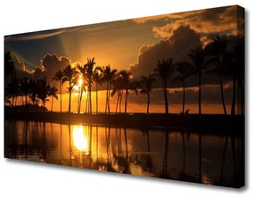 Obraz na plátně Stromy Slunce Krajina 125x50 cm