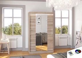 ADRK Furniture Posuvná skříň se zrcadlem a LED osvětlením SANTOS 120 SW-SAN-T-120+L-V009