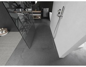 Mexen Kioto, sprchová zástěna Walk-In 100 x 200 cm, 8mm čiré sklo bílý vzor, ​​broušená ocel profil, 800-100-002-97-85