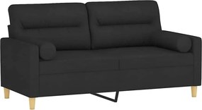 2místná pohovka s polštáři černá 140 cm textil 3200825