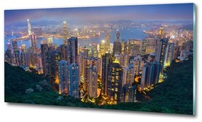 Wallmuralia Moderní skleněný obraz z fotografie Noční Hongkong 100x50