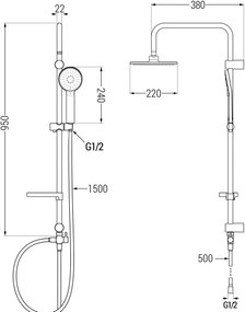 Mexen Carl sprchový set s dešťovou sprchou a sprchovou baterií Zero, chromová, 77910240-00