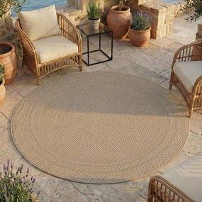 Béžový kulatý vnitřní a venkovní koberec ø 160 cm Desert 1304 – Ayyildiz Carpets