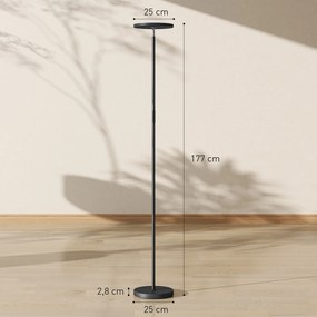HOMCOM RGB lampička Uplighter, stmívatelná lampa s dálkovým ovládáním a dotykovým ovládáním, 350° otočná hlava, černá
