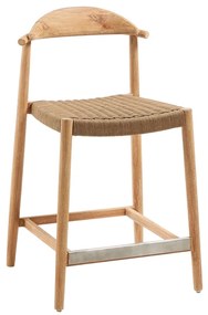 OnaDnes -20% Dřevěná barová židle Kave Home Nina 76 cm s hnědým výpletem