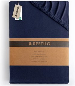 Tmavě modré napínací prostěradlo jersey 140x200 cm Amber – Restilo