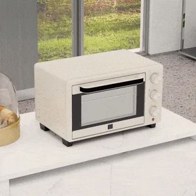 HOMCOM Mini trouba 21L Pizza Mini trouba Plech na pečení Plech na drobky 1400W Pultová trouba 1h Časovač 100-230°C Kovový krém