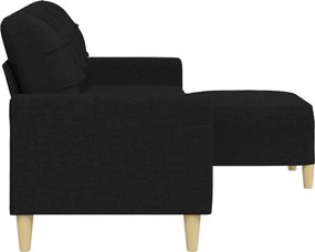 3místná pohovka s podnožkou černá 210 cm textil 3278253