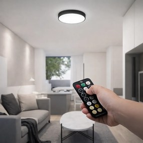 LED Solution Černé přisazené LED svítidlo Plano kulaté 295mm 18W IP44 s pohybovým MW čidlem a DO 76691