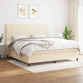 Box spring postel s matrací krémová 200x200 cm textil 3141806