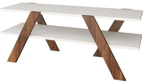 Bílý/přírodní TV stolek v dekoru ořechu 120x33 cm Basic – Kalune Design