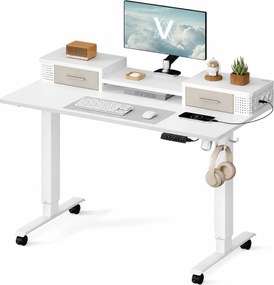 VASAGLE elektricky nastavitelný stůl, 120x60 cm, paměťová funkce, bílá