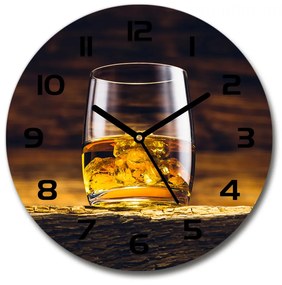 Wallmuralia Skleněné hodiny na stěnu Bourbon ve sklenici fi 30 cm