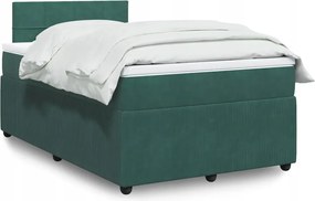 Box Spring Postel S Matrací Samet Tmavě Zelená Blok se čtverci 120 x 190