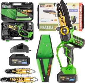 Procraft PKA32Li-P 20V SET - akumulátorová ruční pilka (s 4,0 Ah akumulátorem, nabíječkou, pouzdrem za opasek a pevným kufrem)