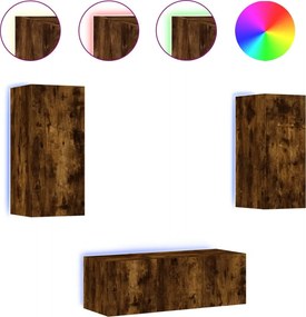 vidaXL 4dílná obývací stěna s LED osvětlením kompozitní dřevo [3216808] Barva: dub sonoma