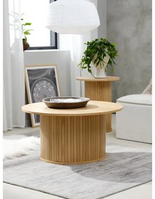 Kulatý konferenční stolek v dekoru dubu v přírodní barvě ø 90 cm Nola – Unique Furniture