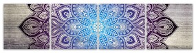 Malvis ® Obraz mandala na dřevě V Velikost (šířka x výška): čtyřdílné panorama - 120x30 cm