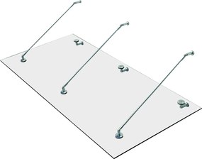 HOMCOM stříška skleněná stříška dveří z tvrzeného skla (ESG) nerezová ocel čiré sklo 3 velikosti (200x90cm) (L)