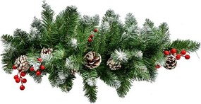 Zasněžená jehličnatá větev se šiškami a bobulemi - 35*10*65 cm