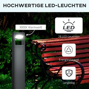 Zahradní lampa Outsunny, světlo na cestu, zahradní světlo s teplým bílým světlem LED, světlo na sloupek s nastavitelným úhlem sklonu, vodotěsné IP65,…