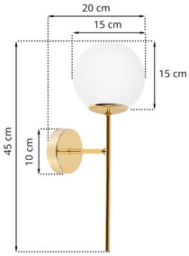 Nástěnné svítidlo Florence, 1x bílé skleněné stínítko, G