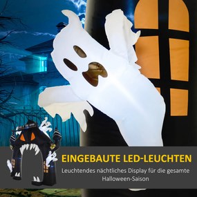 Outsunny Halloween nafukovací oblouk, Halloween dekorace, 300 cm velká Halloween dekorace s LED osvětlením, párty dekorace pro vnitřní a venkovní pro…