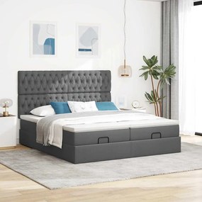 Osmanský rám postele s matrací tmavě šedá 180x200cm textil 3313714